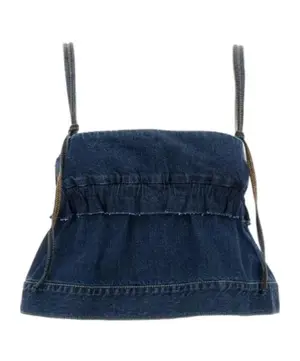 Sacai Cropped Denim Top With Spaghetti Straps