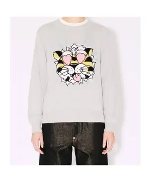 Kenzo Wild Tiger Knitted Jumper - Light Gray