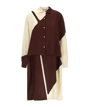 Alberta Ferretti Color-block Asymmetric Shirt - Brown