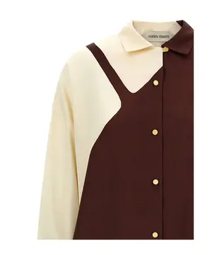 Alberta Ferretti Color-block Asymmetric Shirt - Brown