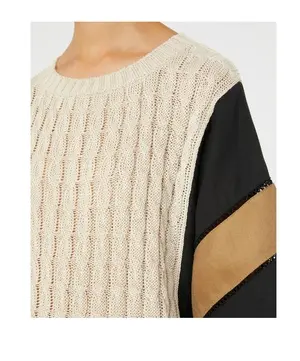 Max Mara Round Neck Sweater With Contrasting Cuffs