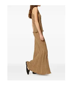 TWINSET Pointelle Knit Maxi Skirt - Brown