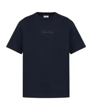 Burberry Logo Embroidered Crewneck T-shirt - Navy
