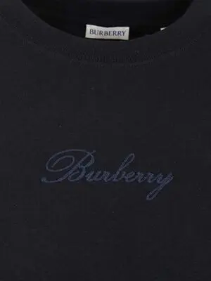 Burberry Logo Embroidered Crewneck T-shirt - Navy
