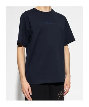 Burberry Logo Embroidered Crewneck T-shirt - Navy