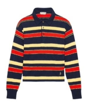 J.W.ANDERSON Jw Anderson Knitted Striped Rugby Polo Top - Navy