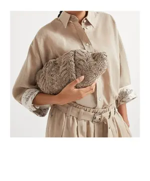 Brunello Cucinelli Crochet-panel Cross Body Bag