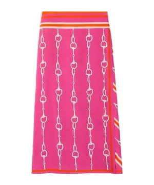 Gucci Horsebit Print Silk Wrap Skirt