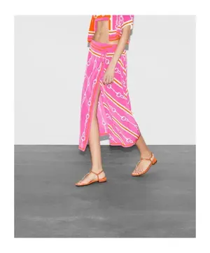 Gucci Horsebit Print Silk Wrap Skirt