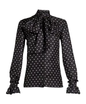 Loewe Polka Dot Long Sleeve Shirt With Pussy Bow - Black