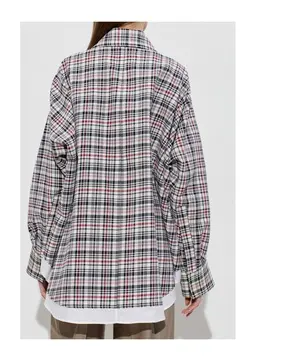Victoria Beckham Checked Oversized Shirt - Gray