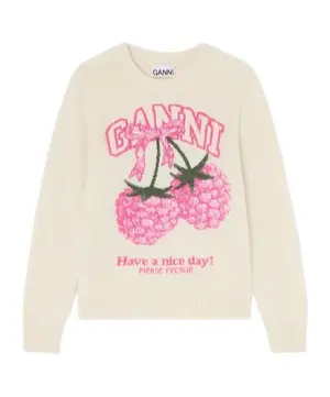 GANNI Graphic Knit Pullover - Egrets