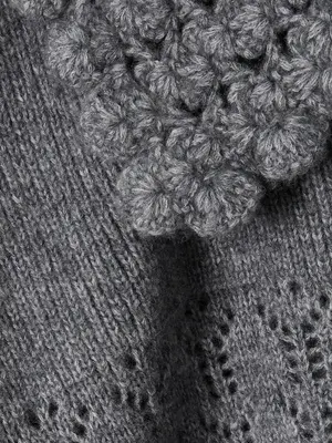SHUSHU/TONG Openwork Puff Sleeve Knit Cardigan