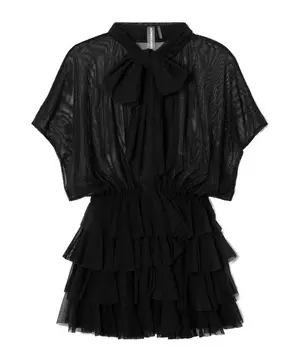 Norma Kamali Lauren Bow-detailed Tiered Ruffled Mini Dress
