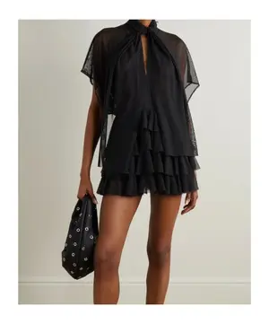 Norma Kamali Lauren Bow-detailed Tiered Ruffled Mini Dress