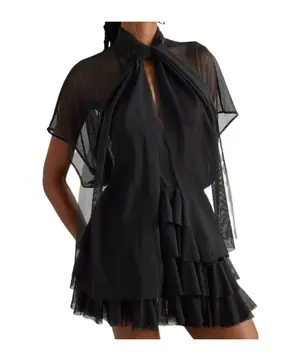 Norma Kamali Lauren Bow-detailed Tiered Ruffled Mini Dress