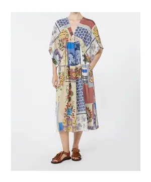 Max Mara Chine Floral-patchwork Midi Dress