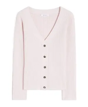 Max Mara V-neck Ribbed Cardigan With Flared Buttons - Pink