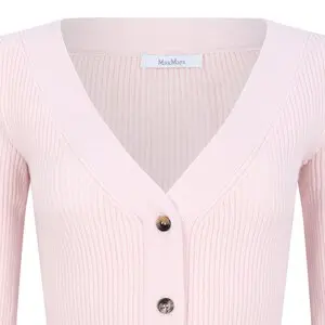 Max Mara V-neck Ribbed Cardigan With Flared Buttons - Pink