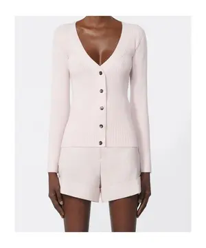 Max Mara V-neck Ribbed Cardigan With Flared Buttons - Pink