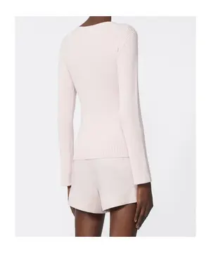 Max Mara V-neck Ribbed Cardigan With Flared Buttons - Pink
