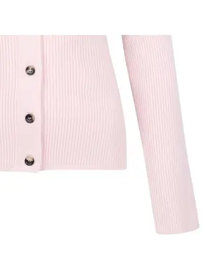 Max Mara V-neck Ribbed Cardigan With Flared Buttons - Pink