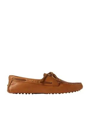 Polo Ralph Lauren Leather Lace-up Flat Casual Shoes - Walnut
