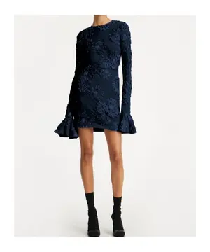 ROTATE BY BIRGER CHRISTENSEN 3d Floral Mesh Mini Dress - No