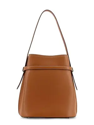 TOTEME Belted Grained-leather Bucket Bag - Brown
