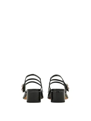 FERRAGAMO Patent Leather Mary Jane Slingback With Crystal Embellishments