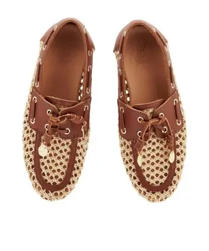ANCIENT GREEK SANDALS Pliaria Boat Shoes With Straw Woven Details