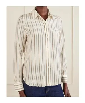 NILI LOTAN Gaia Striped Silk Shirt - White