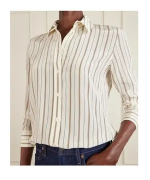 NILI LOTAN Gaia Striped Silk Shirt - White