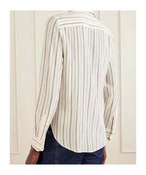 NILI LOTAN Gaia Striped Silk Shirt - White