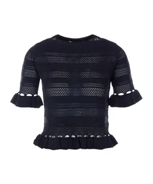 TWINSET Ruffled Boat Neck Jumper - Black