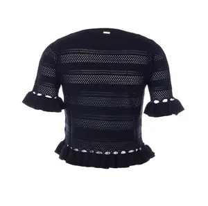 TWINSET Ruffled Boat Neck Jumper - Black