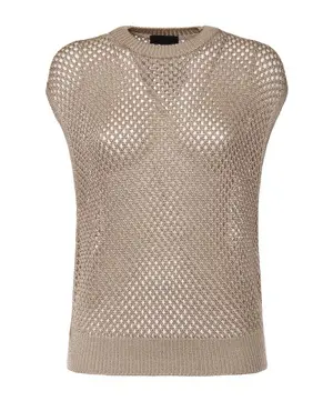 DONDUP Sleeveless Mesh Knitted Sweater - Nude