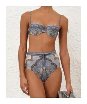 Zimmermann Wanderlust Scallop Balconette Bikini Top - Gray