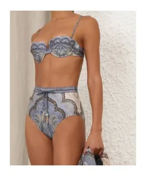 Zimmermann Wanderlust Scallop Balconette Bikini Top - Gray