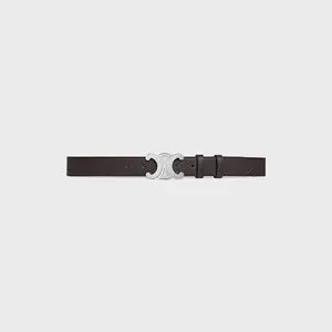 Celine Triomphe Belt 30mm In Grained Calfskin - Espresso