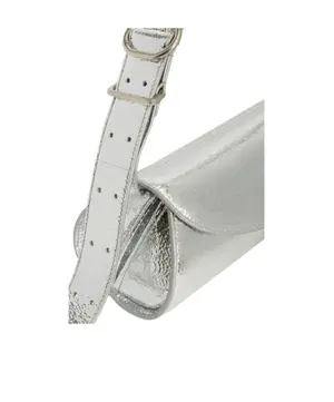 JIL SANDER Cannolo Crackled Foldover Clutch Bag