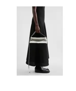 JIL SANDER Cannolo Crackled Foldover Clutch Bag