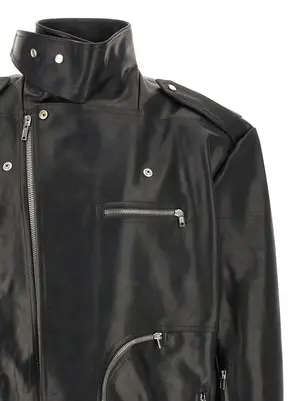 Rick Owens Asymmetrical Biker Leather Jacket