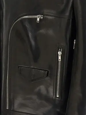 Rick Owens Asymmetrical Biker Leather Jacket