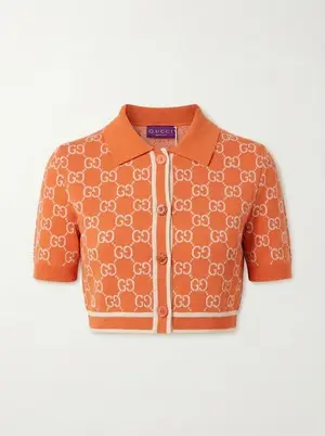 Gucci Monogrammed Cropped Knit Shirt
