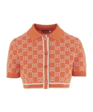 Gucci Monogrammed Cropped Knit Shirt
