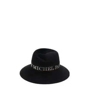 MAISON MICHEL Embroidered Logo Fedora - Black