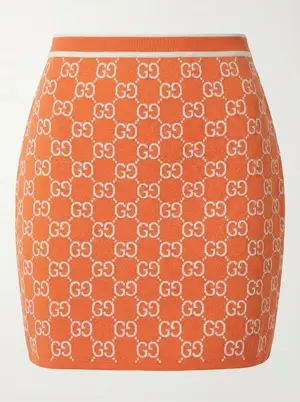 Gucci Monogrammed Knit Mini Skirt - Red