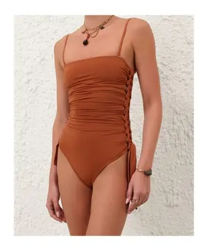 Zimmermann Daylight Braided Gathered One-piece - Copper-colored