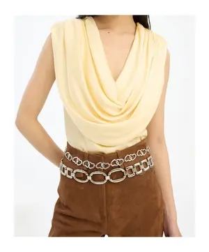 ROTATE BY BIRGER CHRISTENSEN Draped Cowl Neck Top - Yellow